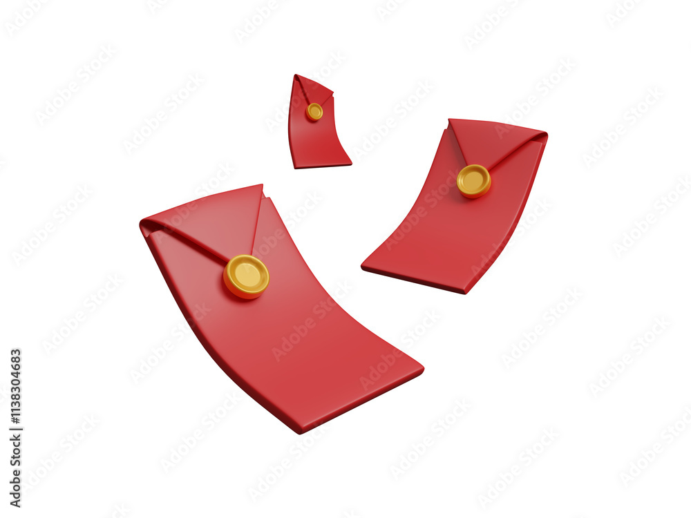 Chinese new year lucky money or ang pao objects on transparent ...