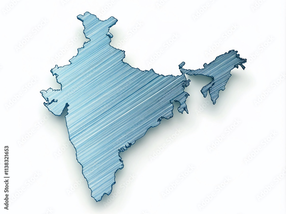 Ilustración de Stock India Map Line Art, White Background, High Depth ...