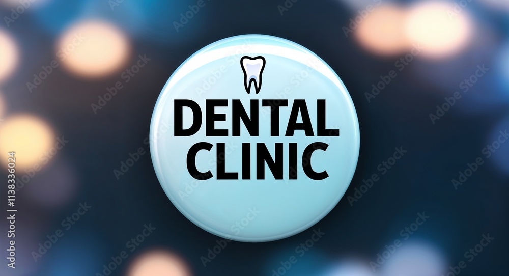 dental clinic word lettering on a button in digital tech blur ...