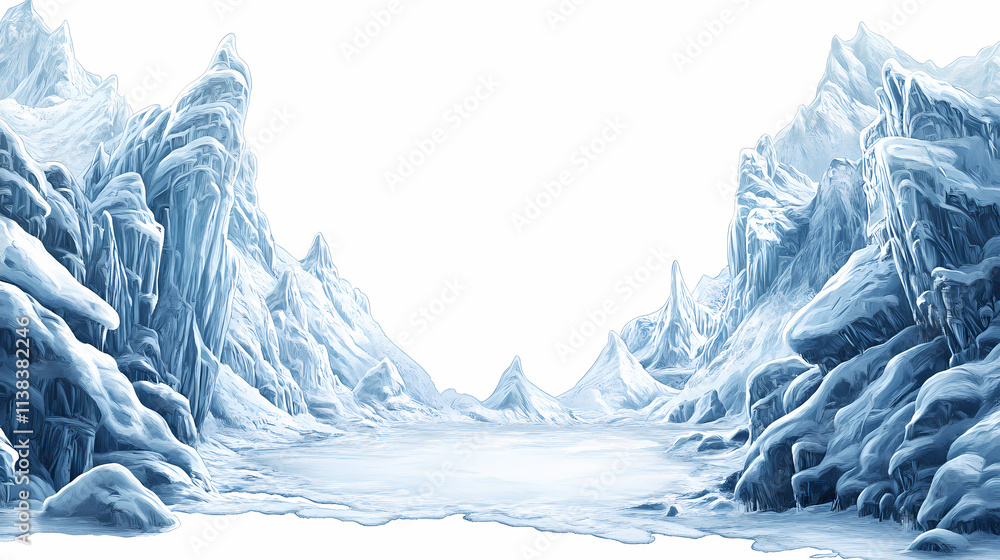 Frozen snowy frame border isolated on white or transparent png ...