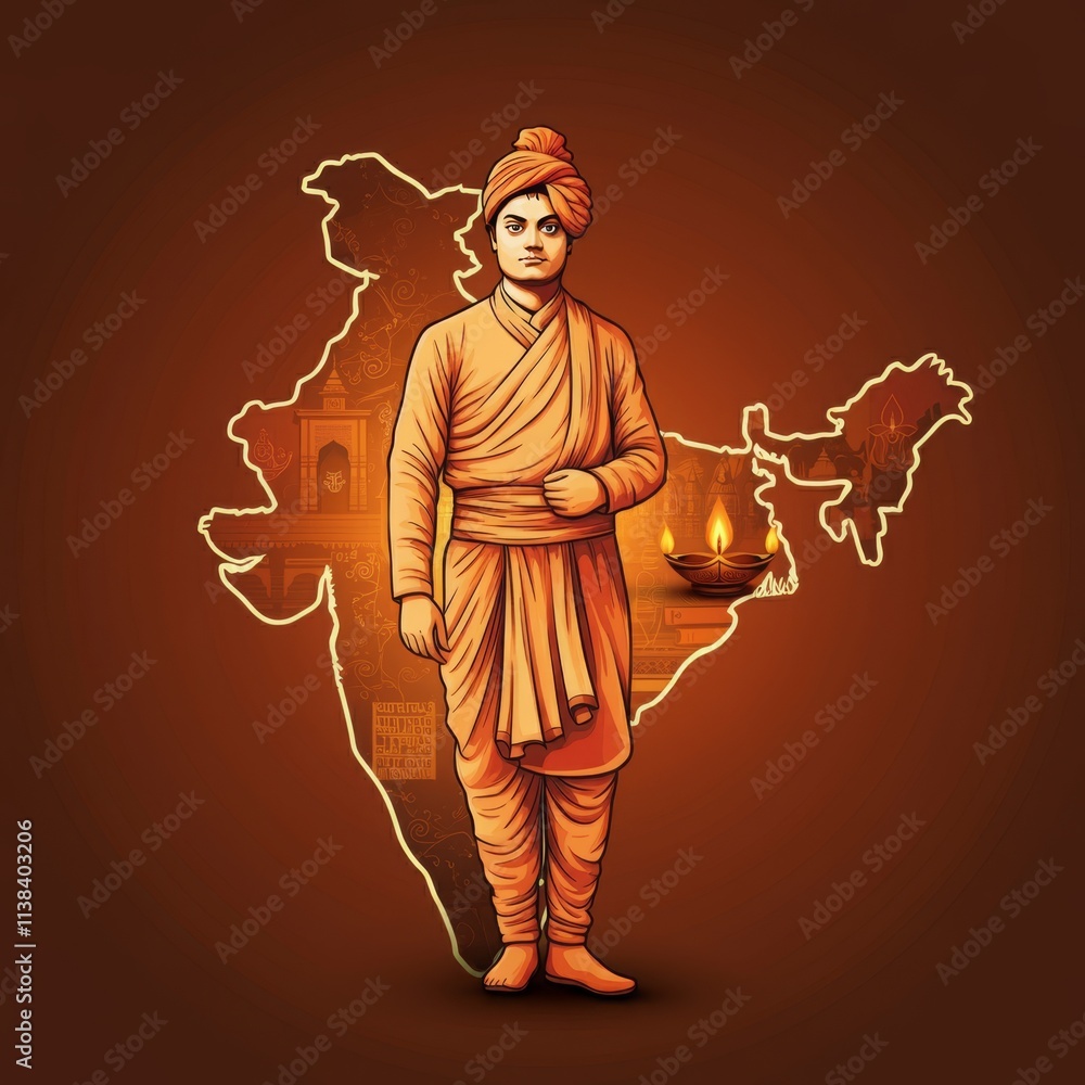 Swami Vivekananda Jayanti Vector illustration, National Youth Day of ...