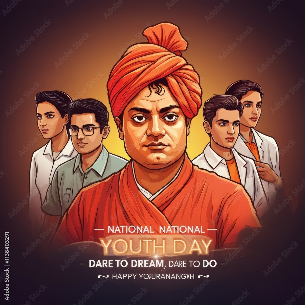 Swami Vivekananda Jayanti Vector illustration, National Youth Day of ...