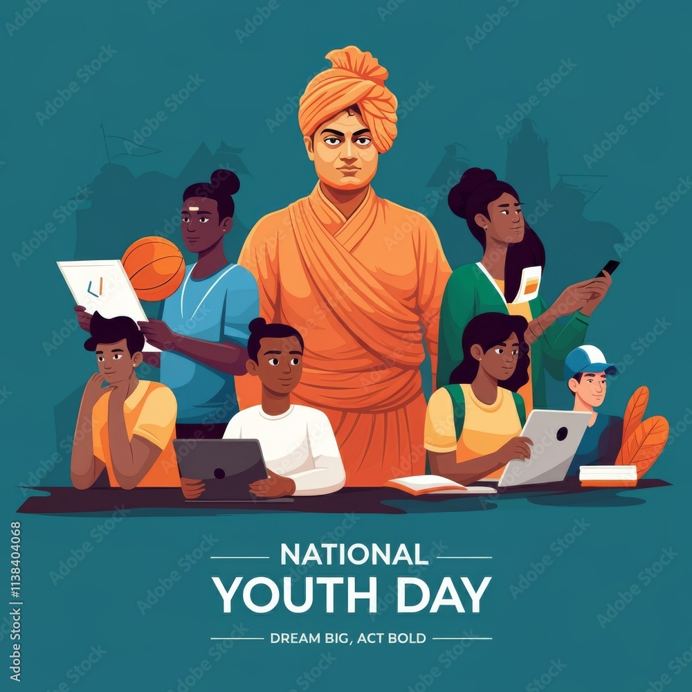 Swami Vivekananda Jayanti Vector illustration, National Youth Day of ...