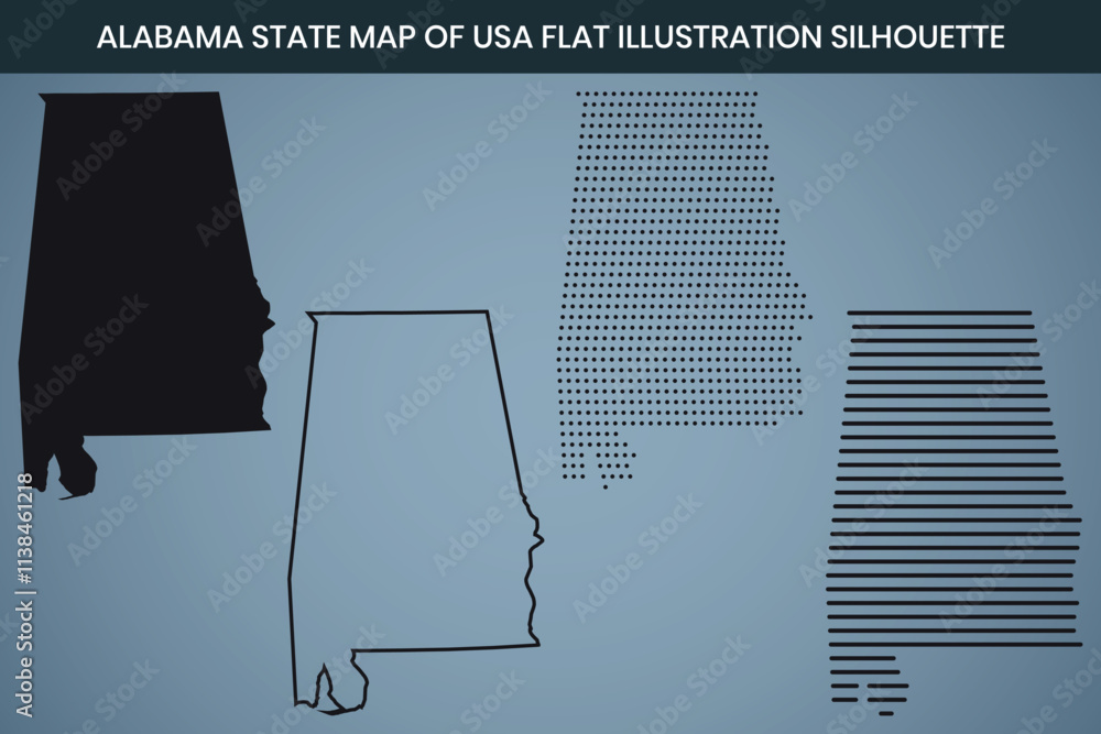 Alabama State Hand Drawn Outline Map of USA Stock Vector | Adobe Stock
