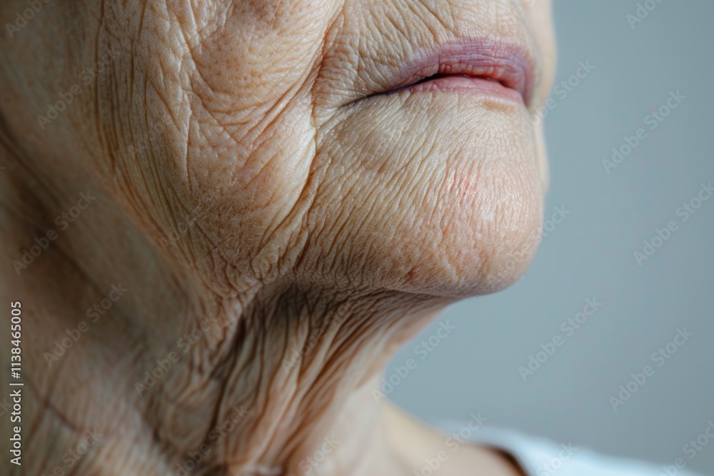 Neck Medical. Close-Up of Senior Woman's Flabby Wrinkled Skin. Aging ...