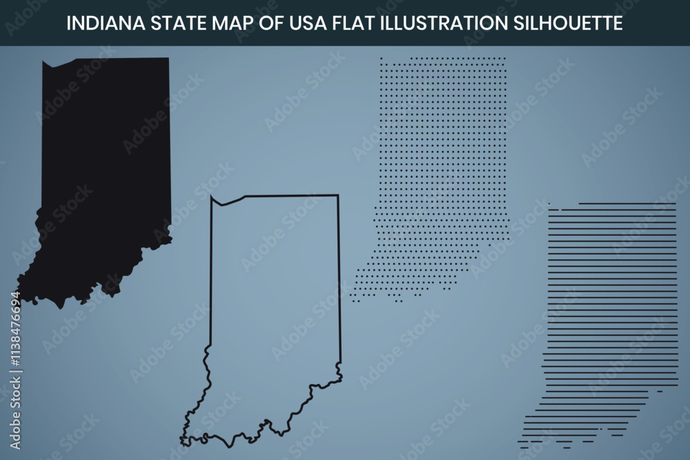 Indiana State Hand Drawn Outline Map of USA Stock Vector | Adobe Stock