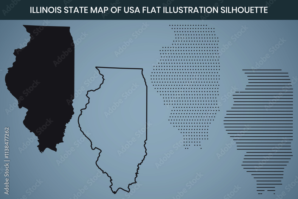 Illinois State Hand Drawn Outline Map of USA Stock Vector | Adobe Stock