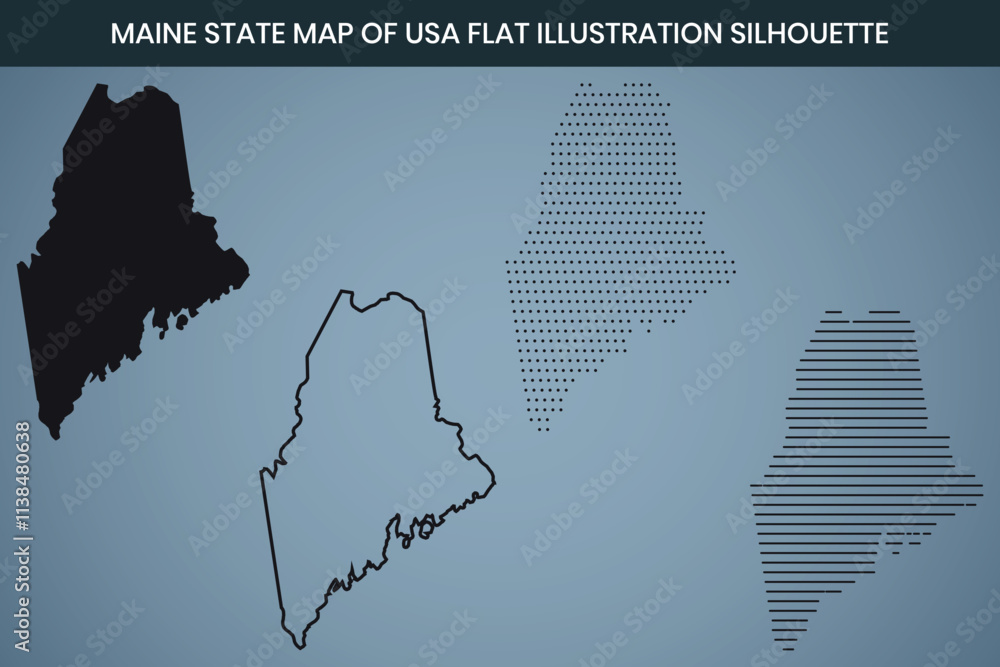 Maine State Hand Drawn Outline Map of USA Stock Vector | Adobe Stock