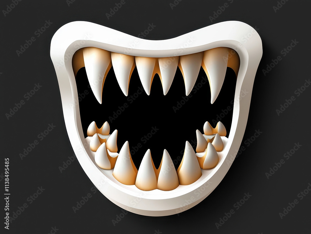 sinister looking mouth with sharp teeth, symbolizing danger and fear ...