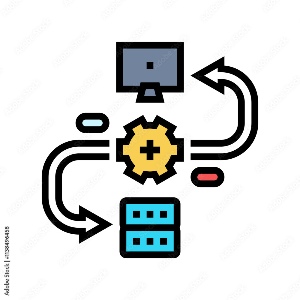 api connection big data color icon vector. api connection big data sign ...