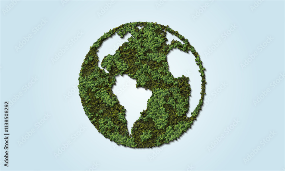 Green World Map, Green Globe map, 3D tree or forest shape of world map ...