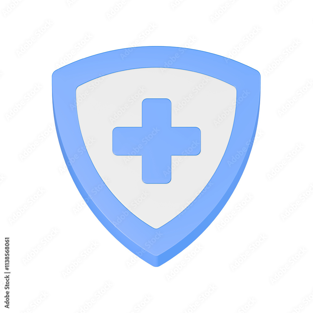 medical shield icon 3d blue color transparent background Stock Photo ...
