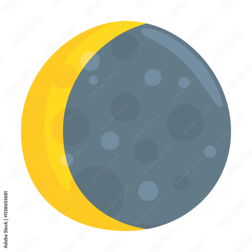 Waning Crescent Moon Emoji Icon Illustration. Phases of the Moon Vector ...