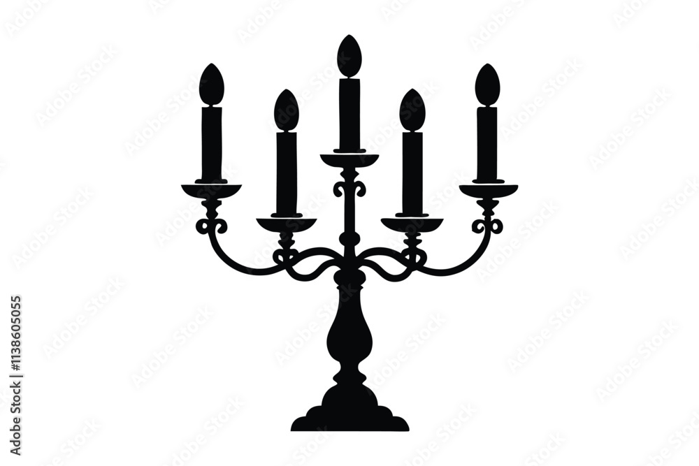 Candelabra vector silhouette on white background Stock Vector | Adobe Stock
