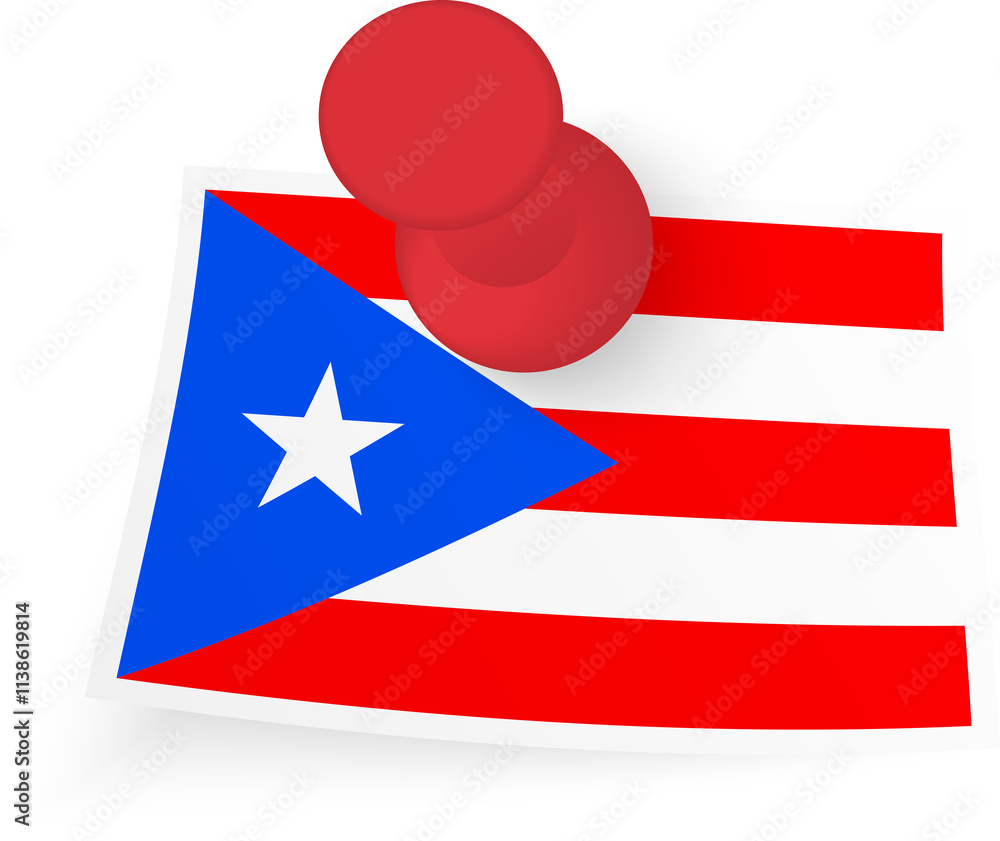 Puerto Rico Flag with Red Push Pin Stock Illustration | Adobe Stock