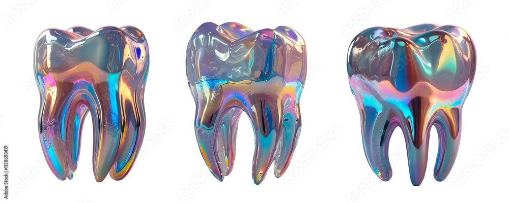 3D chrome element in Y2K style, isolated background, liquid holographic ...