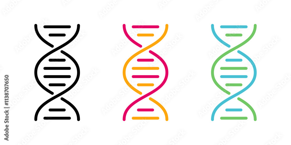 DNA icon. Genetic molecule vector illustration. Genome biology colorful ...