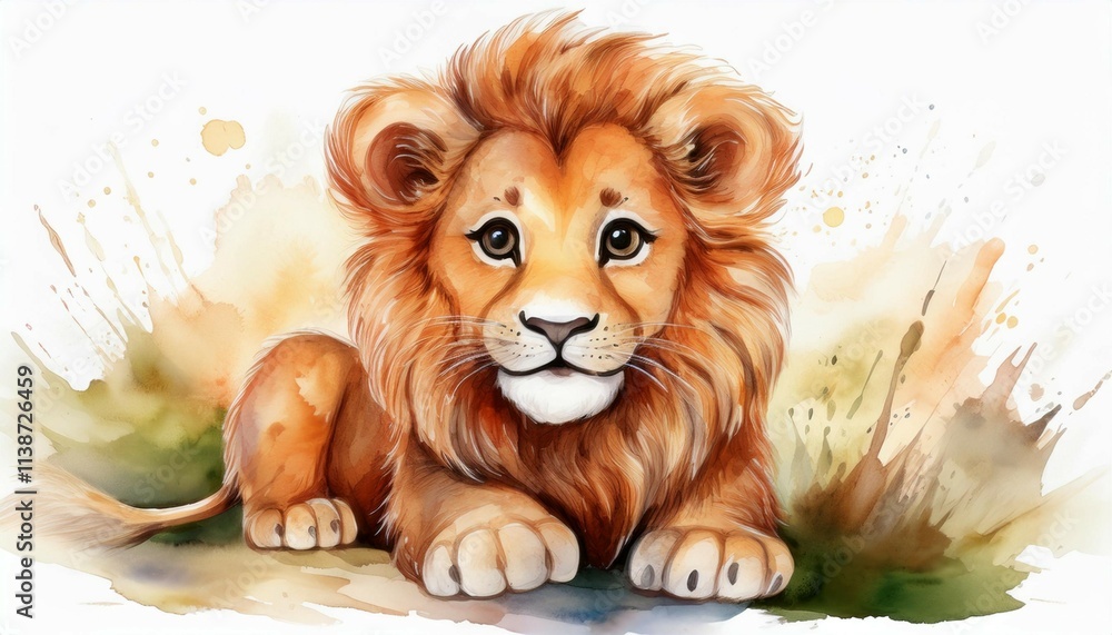 cute lion watercolor clipart illustration isolated Stock Photo | Adobe ...