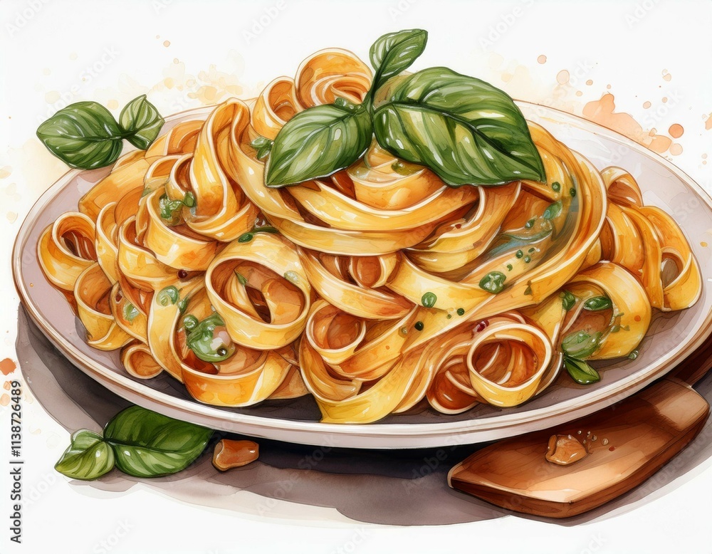 pasta watercolor clipart illustration Stock Illustration | Adobe Stock