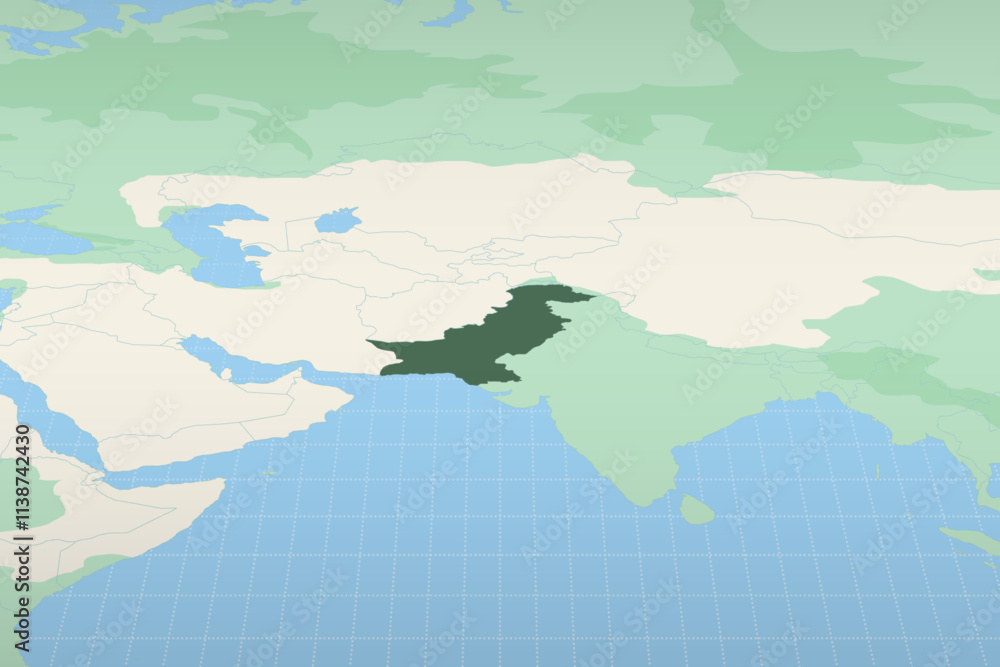 Pakistan highlighted on a detailed map, geographic location of Pakistan ...