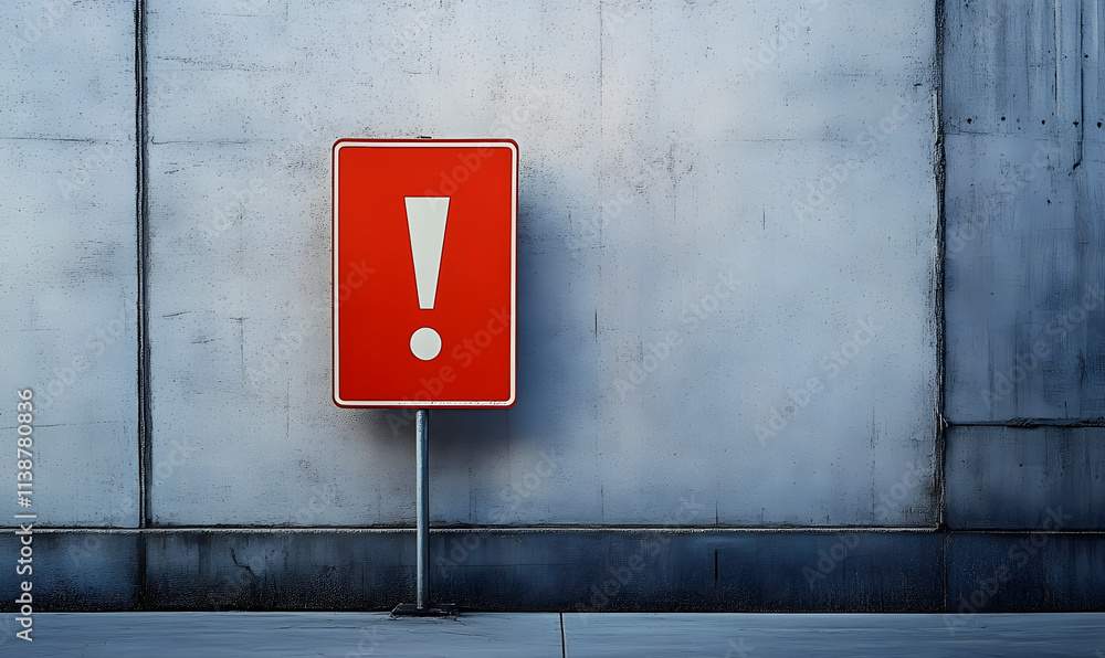 Achtung Ausrufezeichen auf roten Schild vor grauer Wand Stock Photo ...