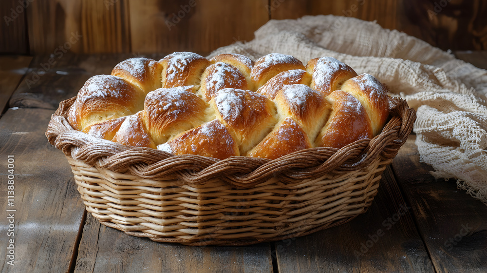 Foto de Stock una cesta de pan una canasta de pan dulce o salado ...