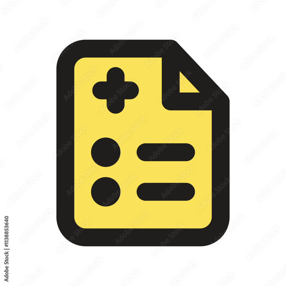 The image displays a simple pixel art icon depicting a yellow medical ...