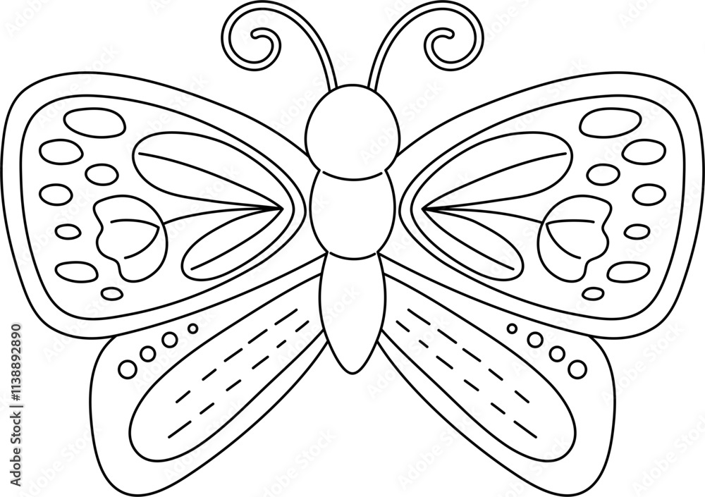 butterfly moth outline coloring printable Stock Vector | Adobe Stock