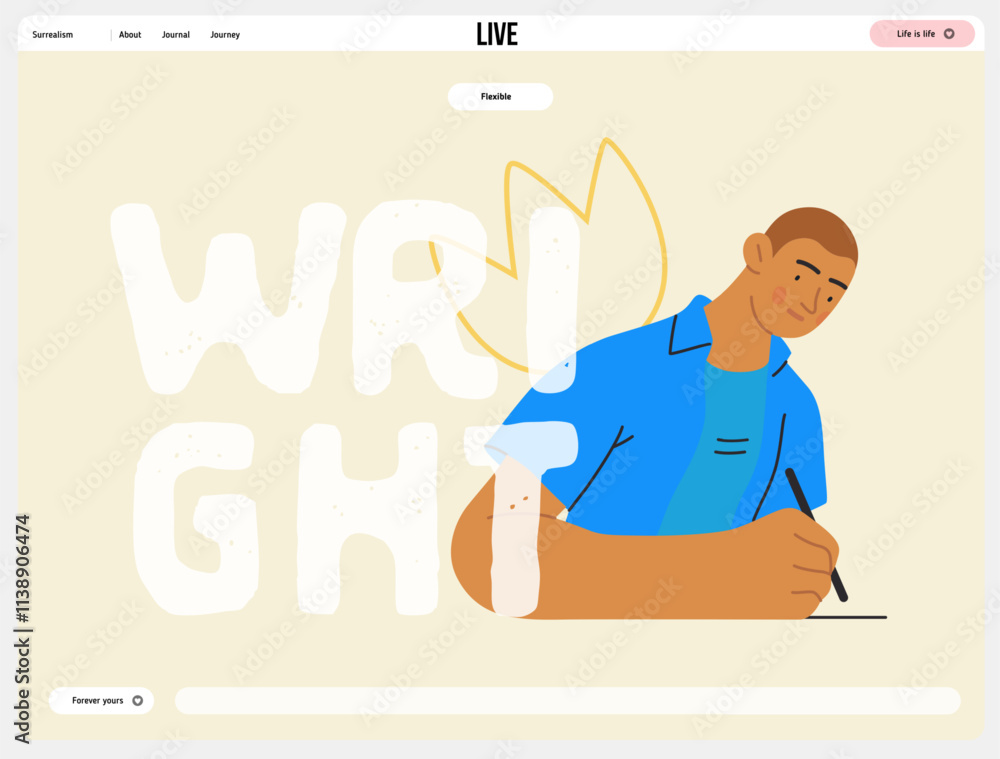 Writing people, modern flat vector concept illustration- sitting woman ...