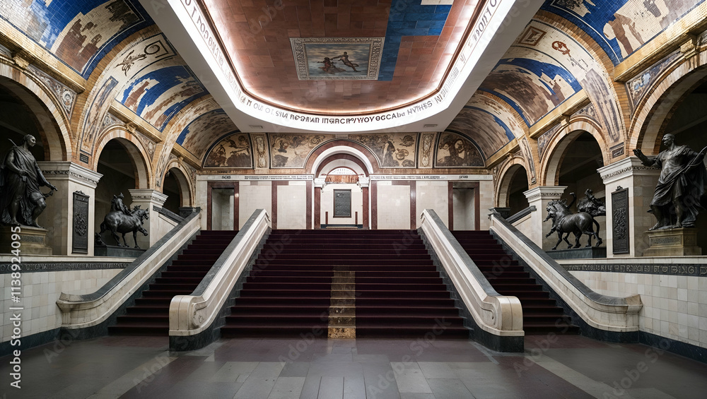 Stunning interior of a historical building featuring grand staircases ...