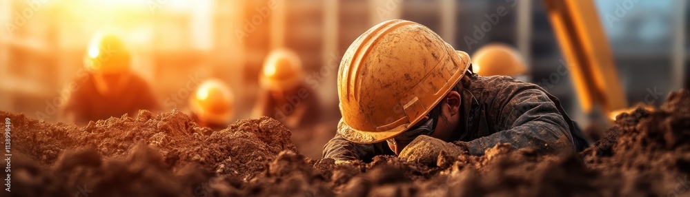 Construction Site Plastering in Progress, Workers Focused on Precision ...