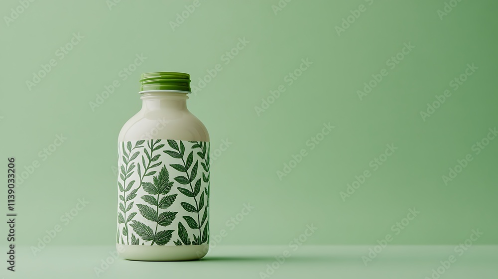 Eco-Friendly Plant-Based Bio Plastic Bottle with Green Leaf Design on a ...