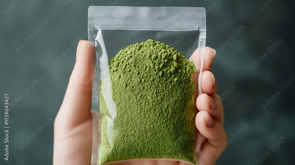 Clear Packaging for Biodegradable Powders in Hand Featuring a Bright ...