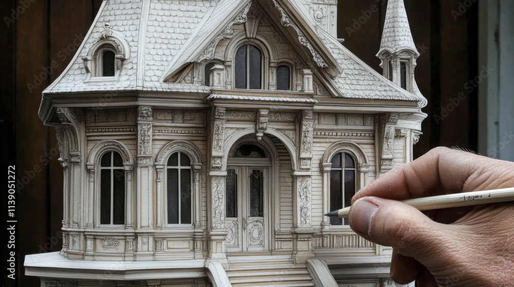 Intricate Handcrafted Paper Model of a Victorian House with Detailed ...
