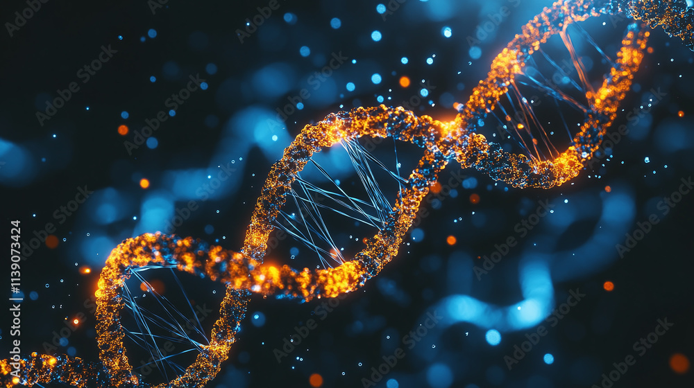 Chemical atom chain background. futuristic biotechnology dna research ...