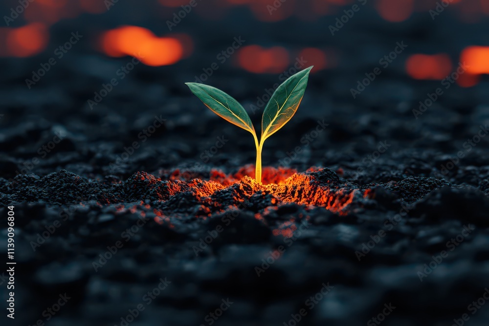Resilient seedling emerges from volcanic soil nature's triumph earth ...