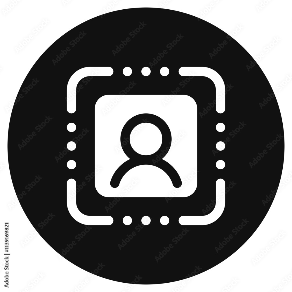 Editable user recognition, face, scan vector icon. AI technology ...