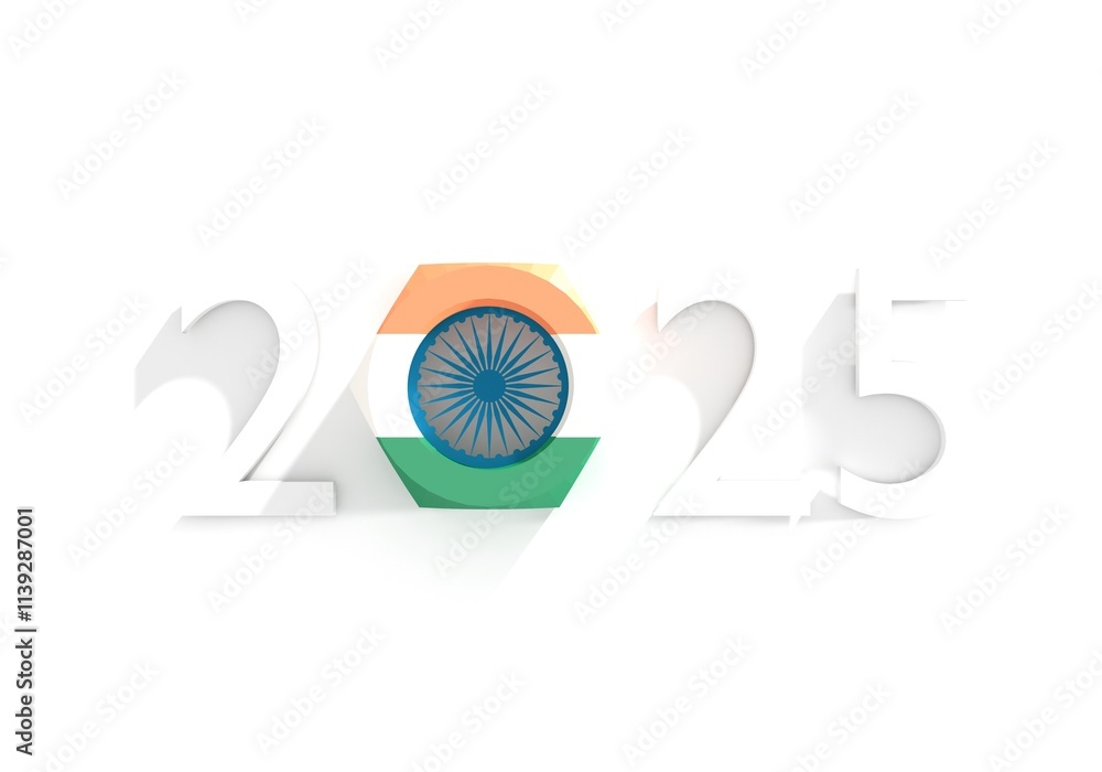 Flags of India elements. Industry and technology development. 2025 year ...