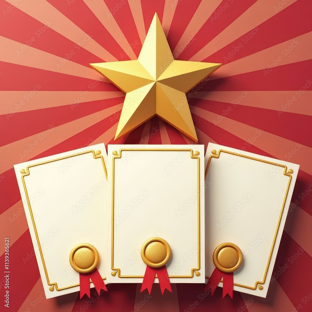 Gold Star Award Certificates Background Stock Illustration | Adobe Stock