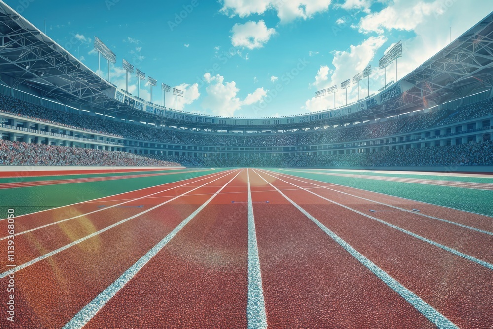 High Resolution Visual of Empty Athletic Running Tracks in Stadium with ...