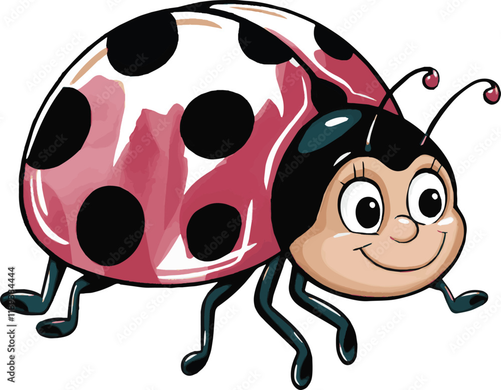 vector illustration of a cartoon ladybird animation, painted with ...