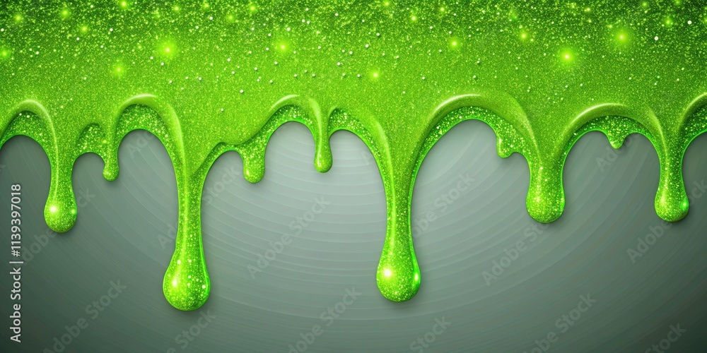 Dripping Acid Green Glitter Slime on Grey Background - Vibrant ...
