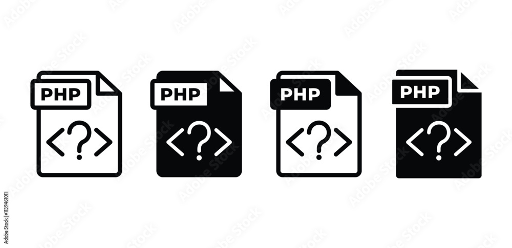 PHP fle format document icon symbol sign vector design black white ...
