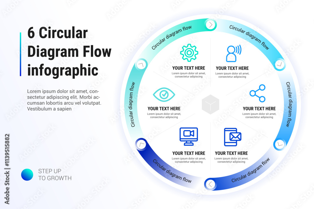 6 Circular Diagram Flow Infographic template, Modern Infographic Design ...