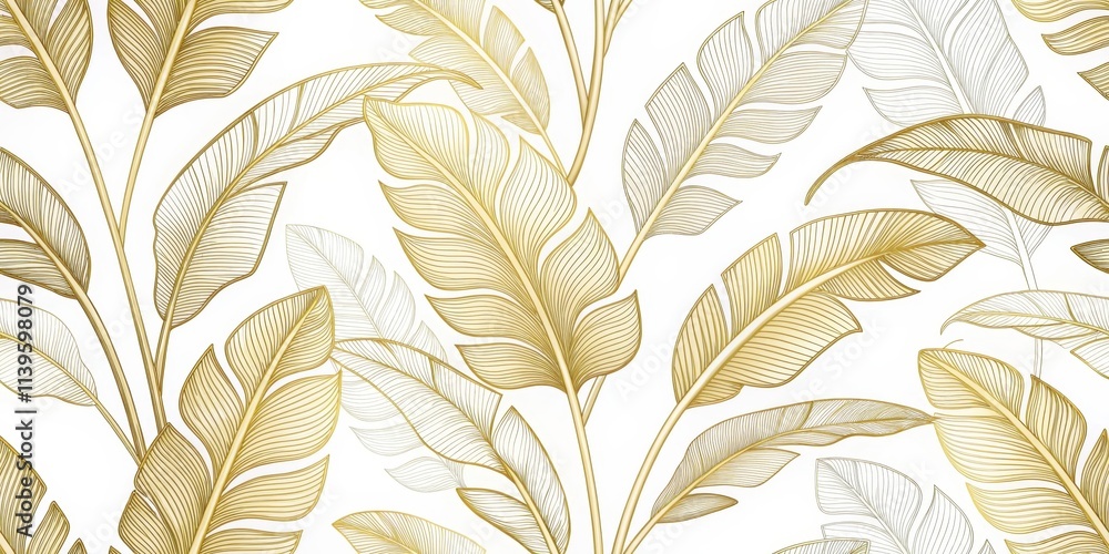 Elegant Gold and Silver Leaf Pattern Design A Luxurious Botanical ...
