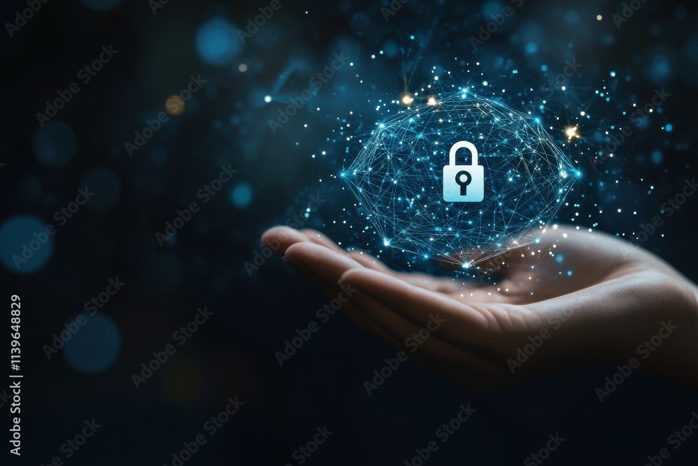 Secure data protection event digital space visual representation virtual environment futuristic ...