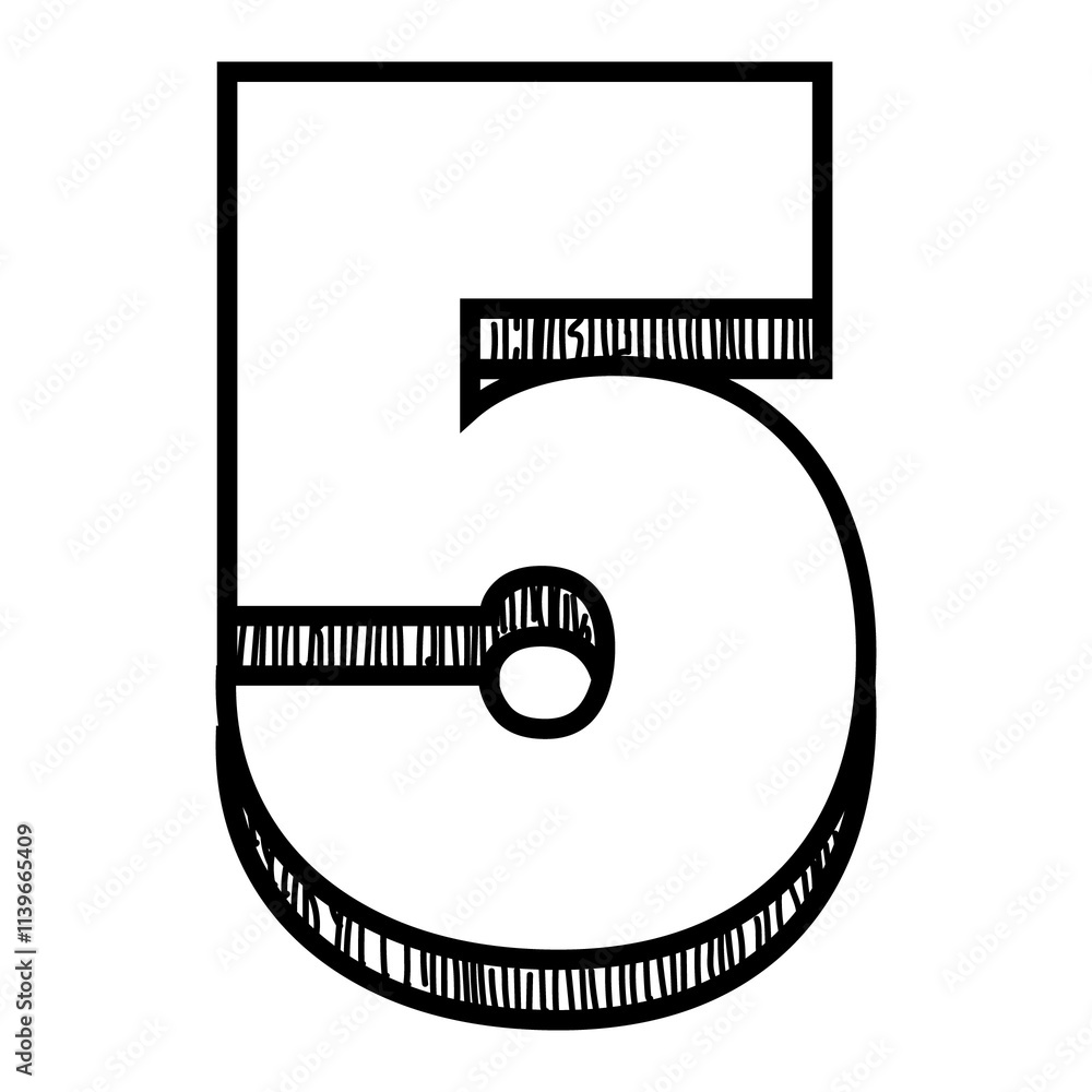 Png transparent background number five doodle hand drawn style Stock ...