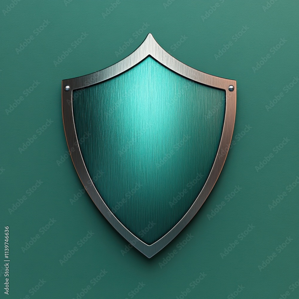 Minimalist Shield Symbol Glowing in Metallic Blue Digital Artwork ...