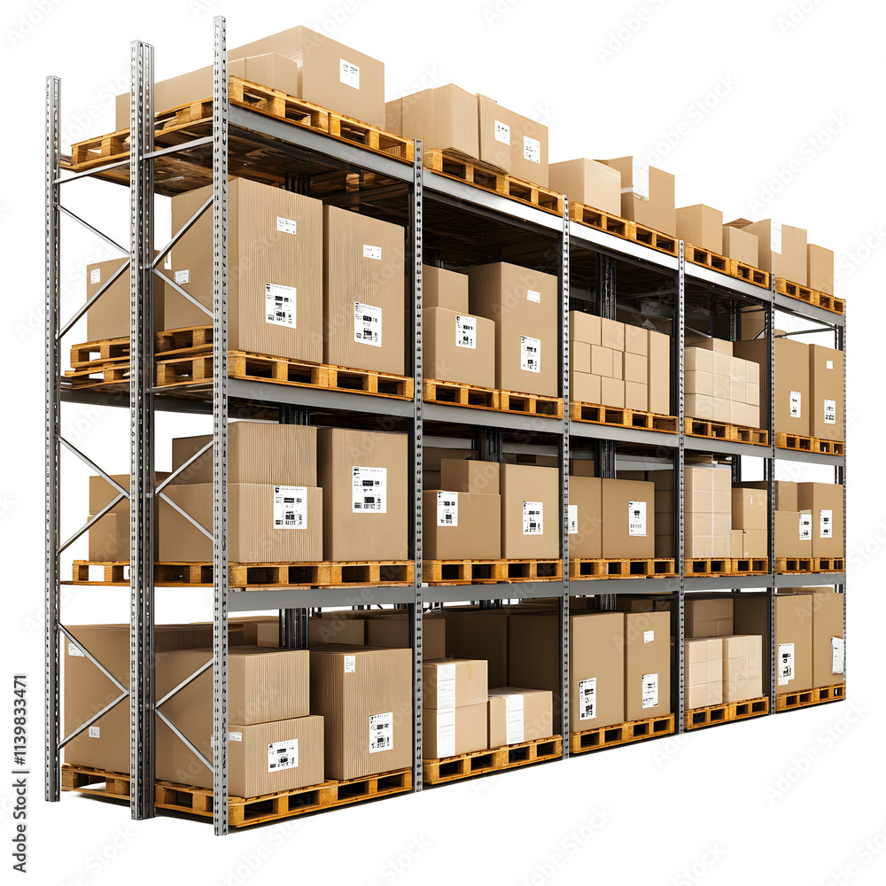 Organizing parcels warehouse storage space indoor aerial view ...
