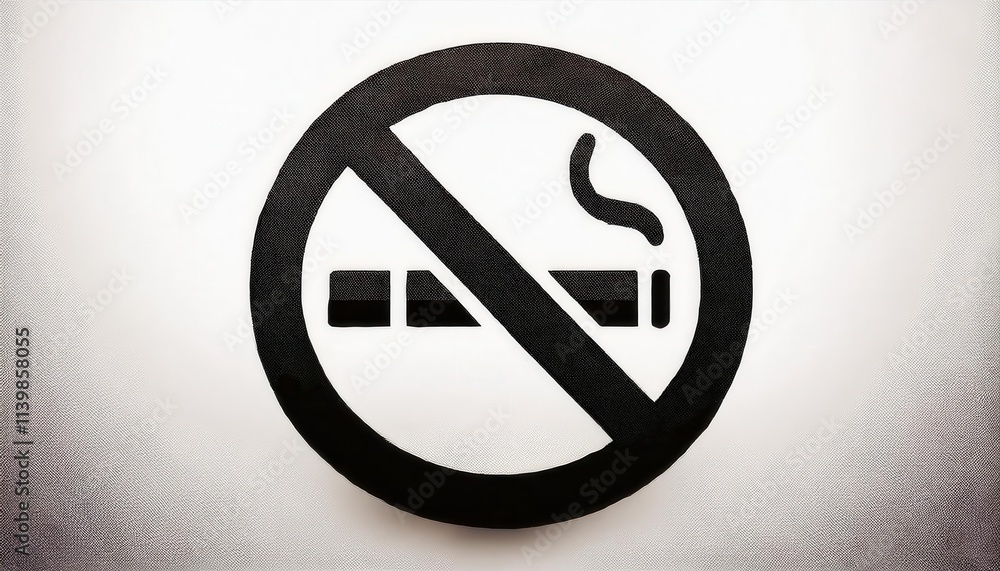 Universal "No Smoking" Symbol with Cigarette and Smoke Behind Black ...